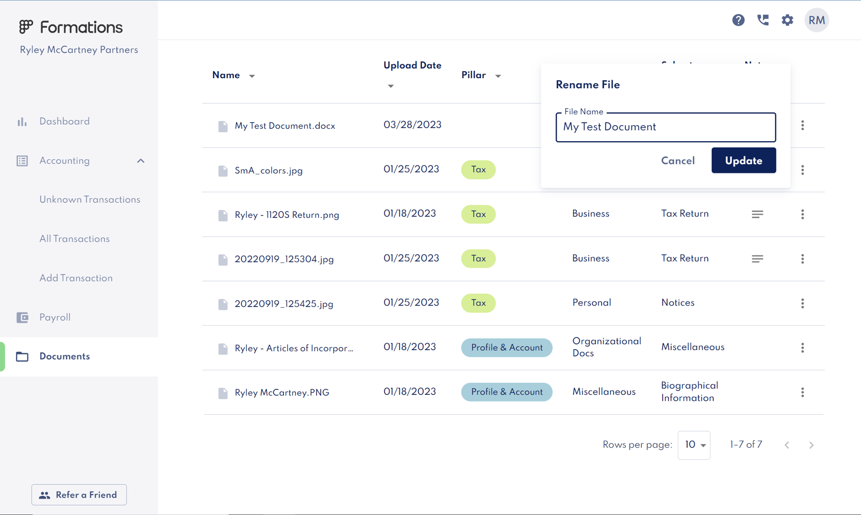 What can I do in my Documents section?