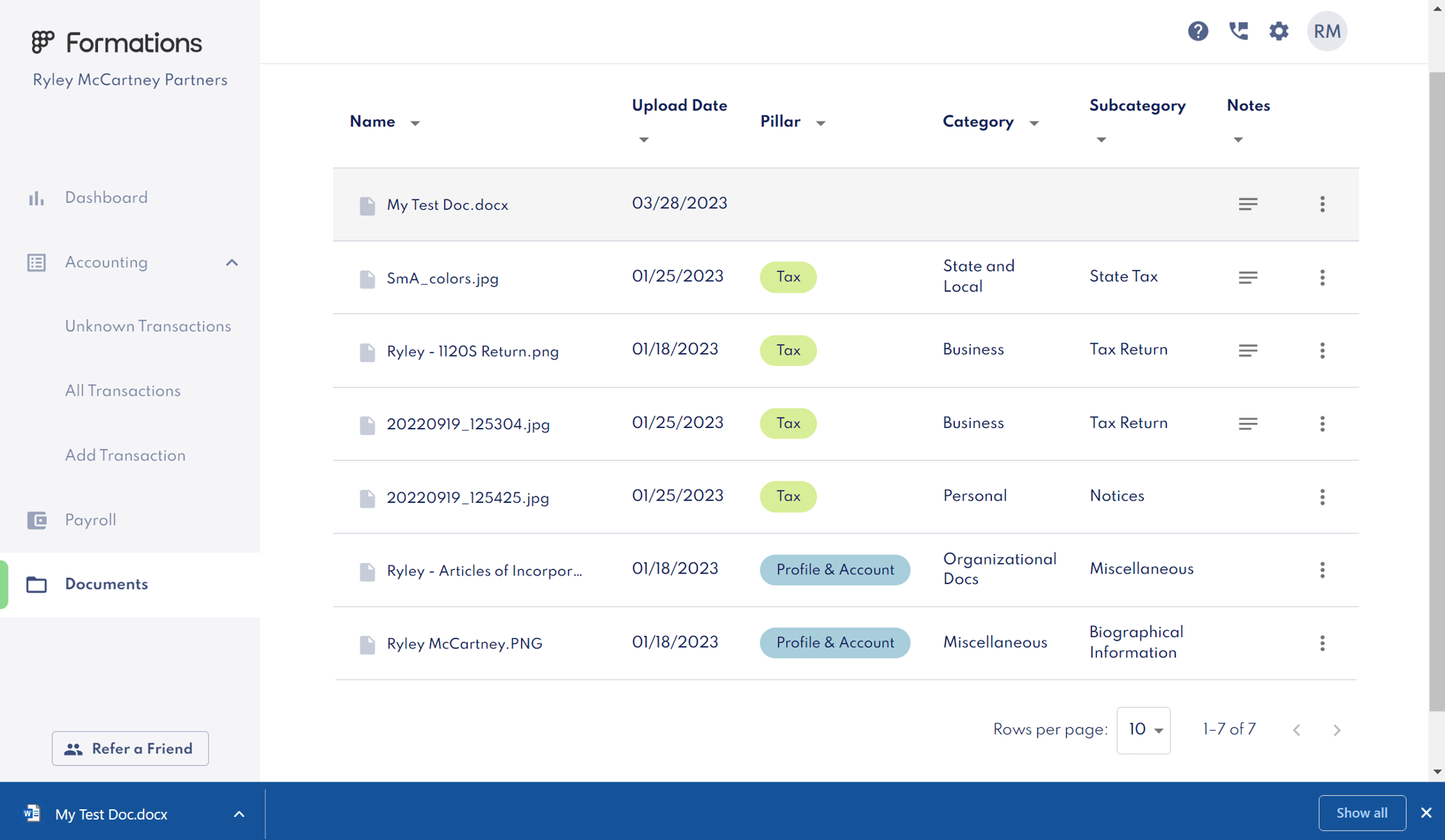 What can I do in my Documents section?