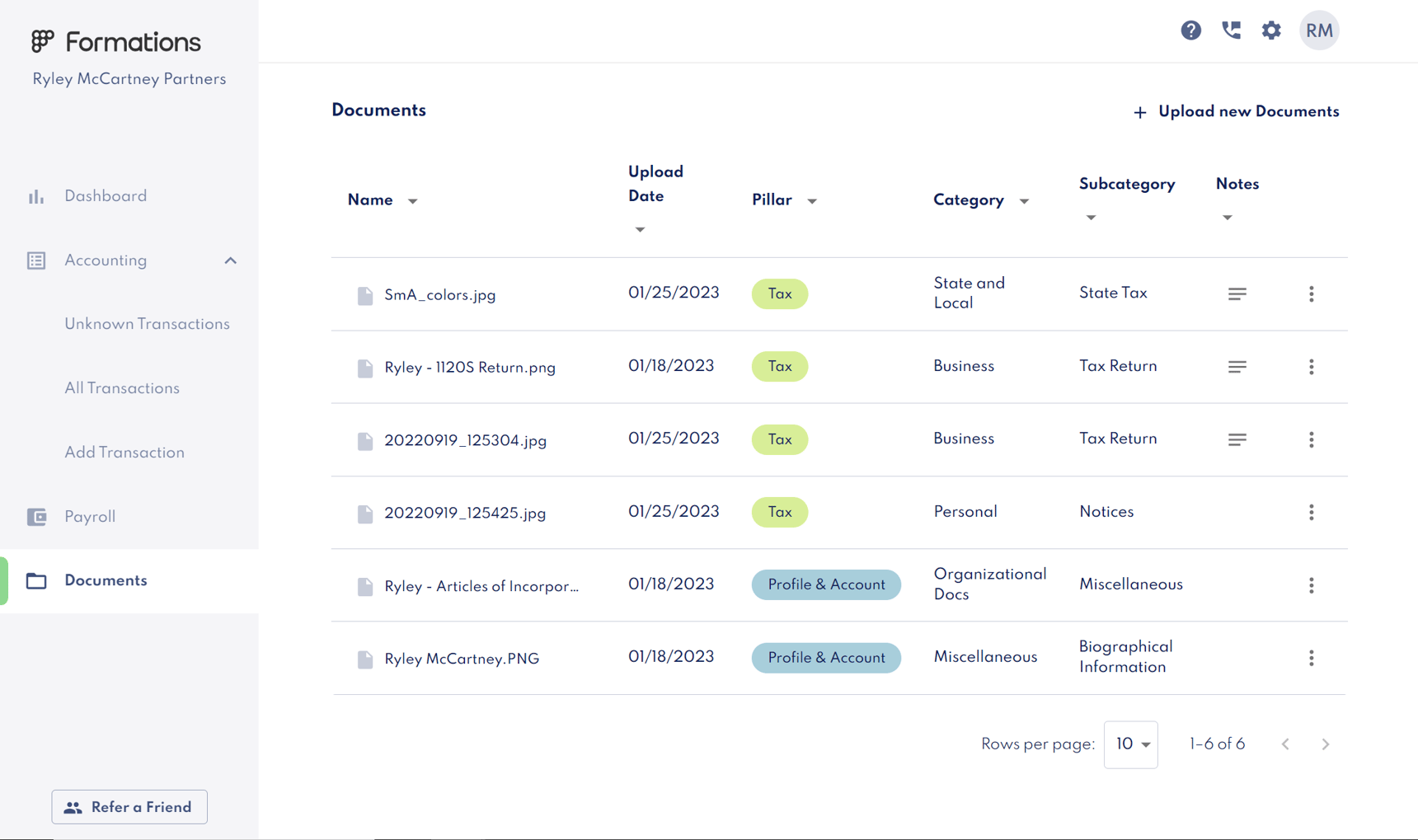 What can I do in my Documents section?