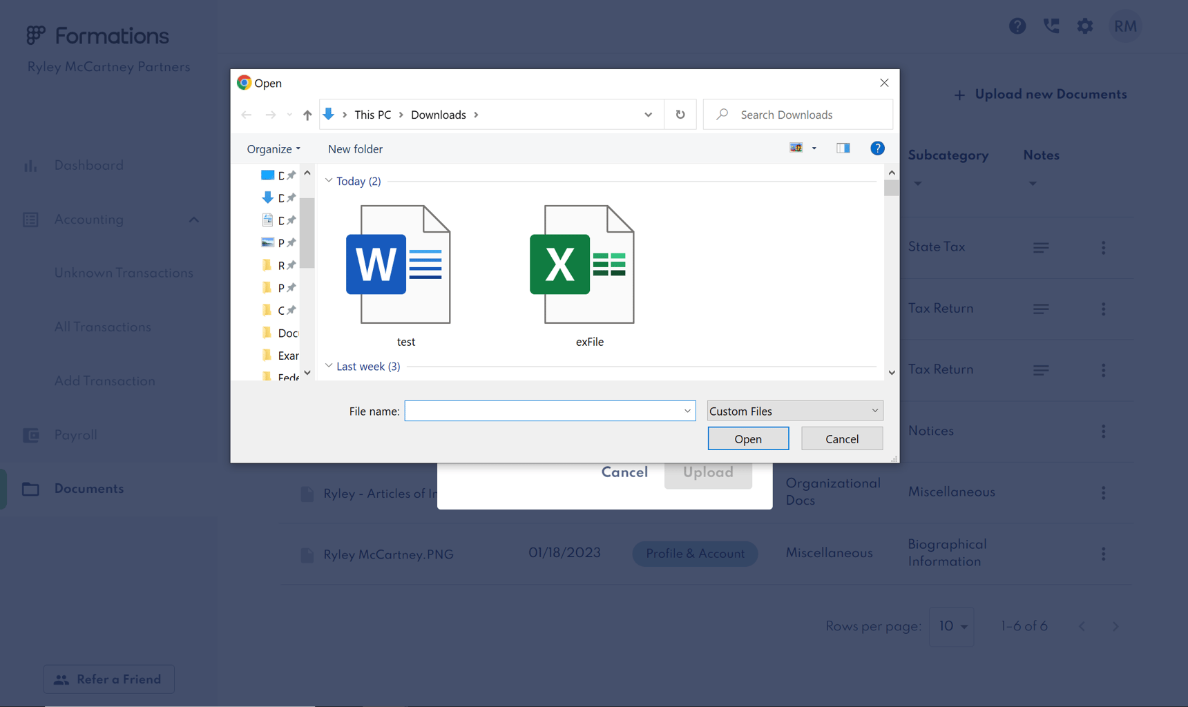 What can I do in my Documents section?