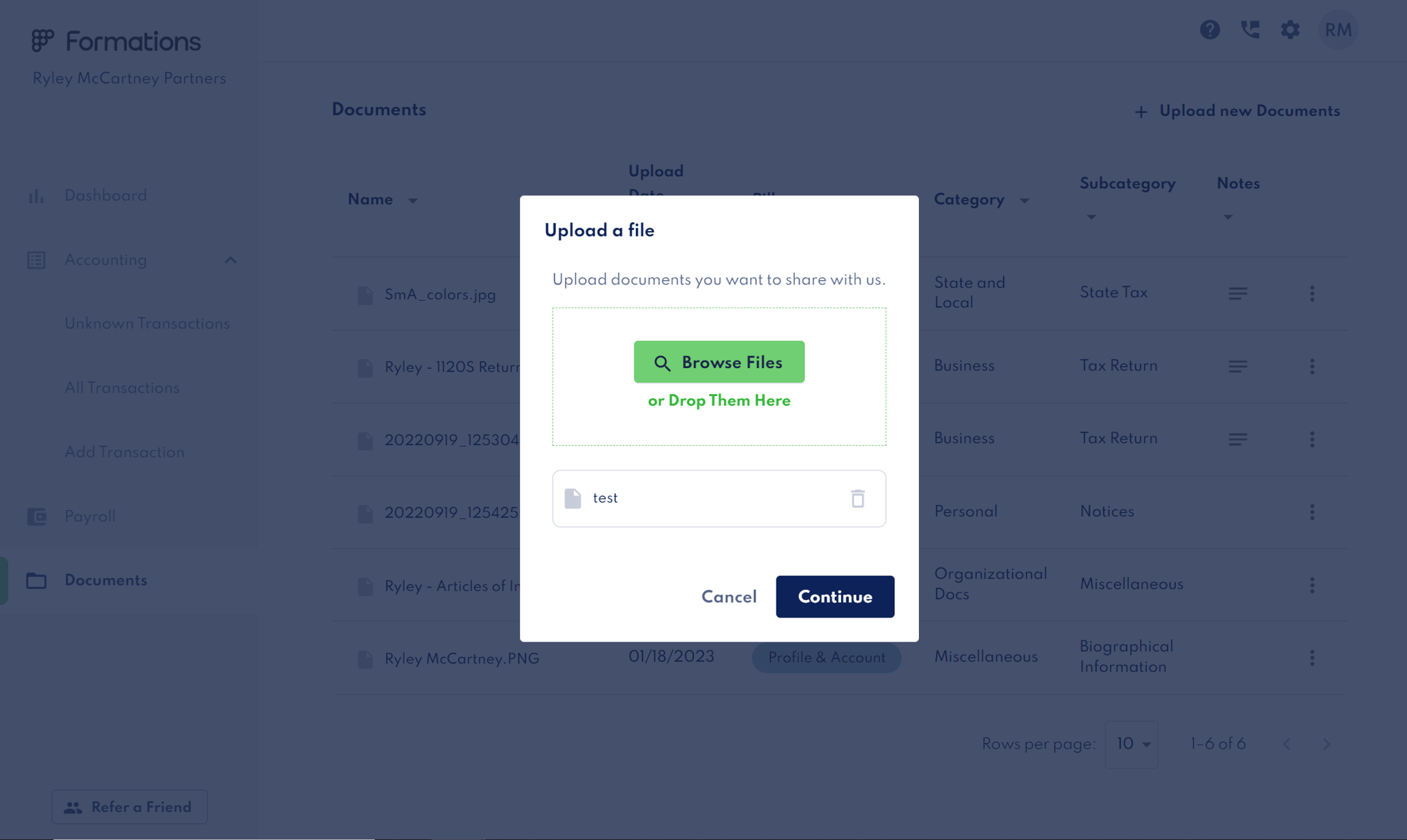 What can I do in my Documents section?