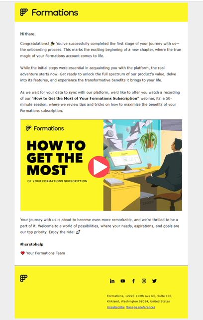 What's the difference between the "purple" and "yellow" emails?